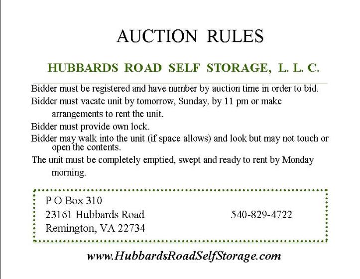 Hubbards Road Self Storage AUCTION Page